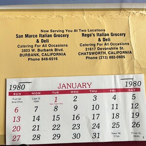 Retro Wall Calendar Antique Calendar 80s Calendar Vintage - Etsy