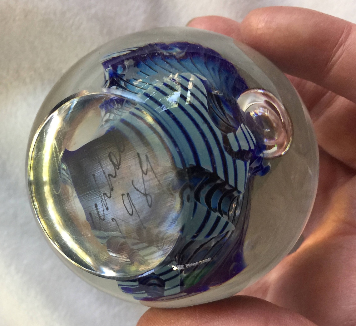 Glass Desk Art Blown Paperweight Signed Paperweight Glass - Etsy