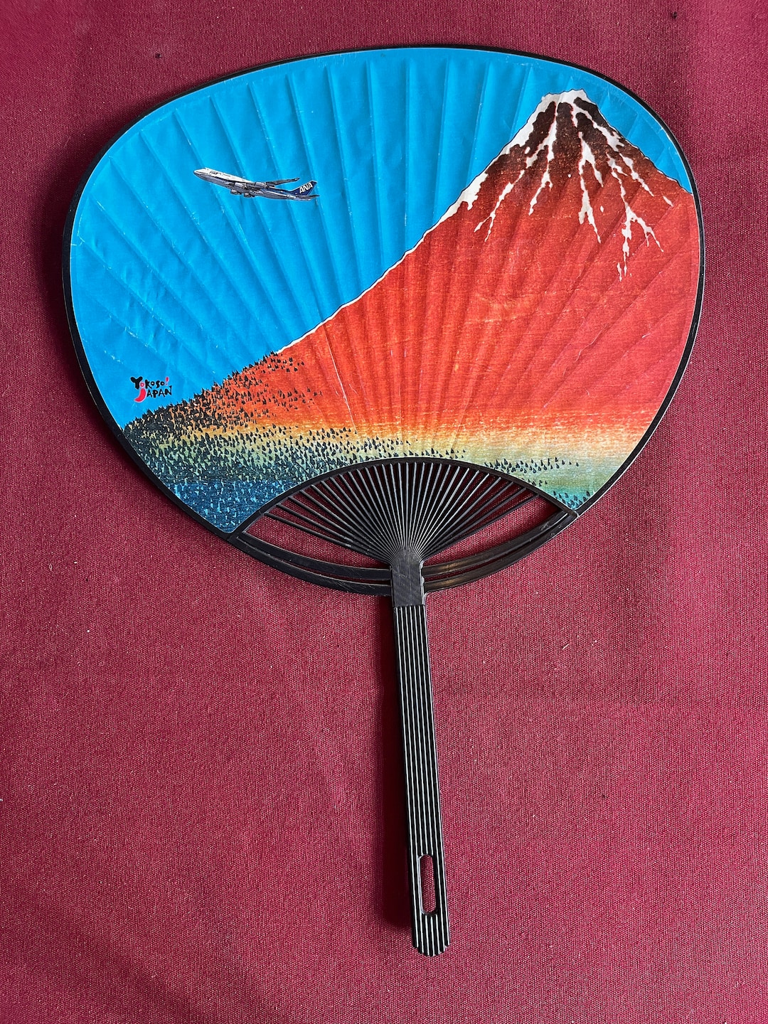 Paddle Hand Fan, 60s Hand Fan, Japan Hand Fan, Paper Hand Fan, Airline ...
