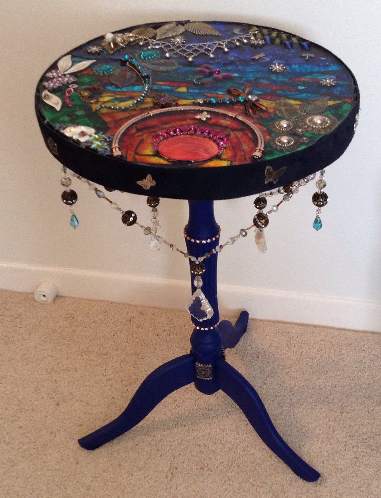 SOLD Boho, belle Epoch Table With Blue Lights.sold - Etsy