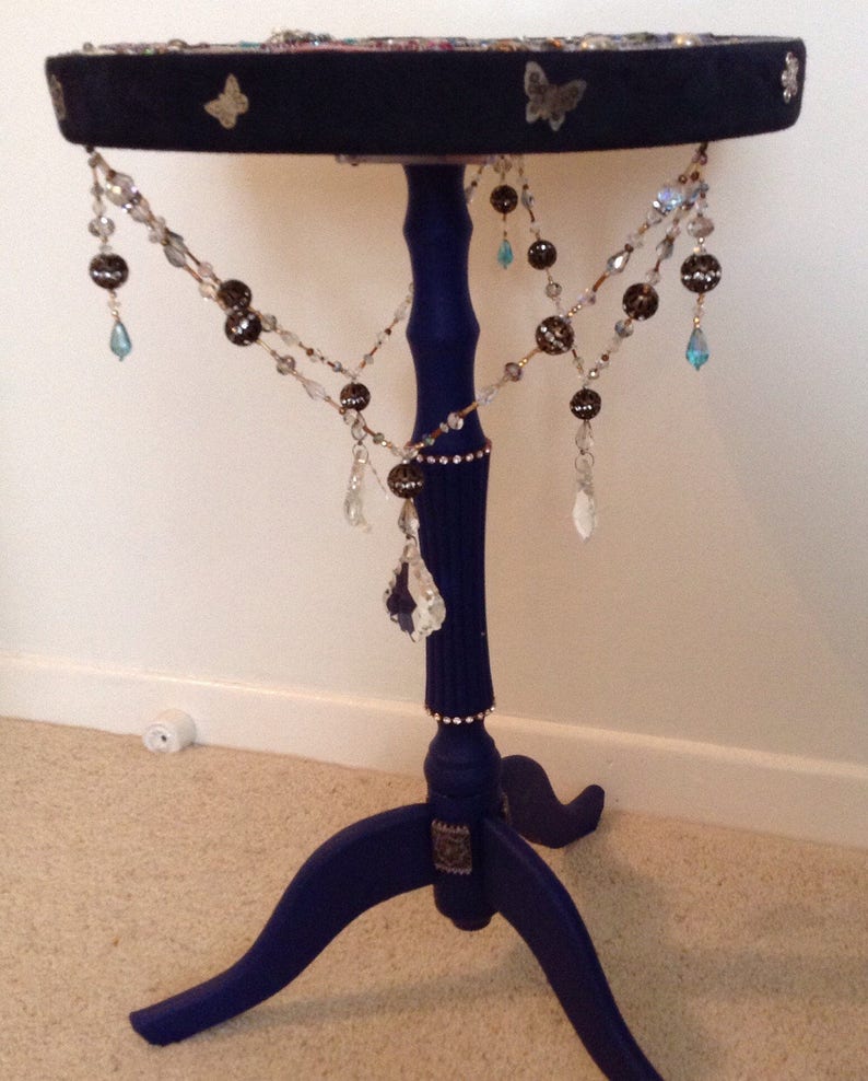 SOLD Boho, belle Epoch Table With Blue Lights.sold - Etsy