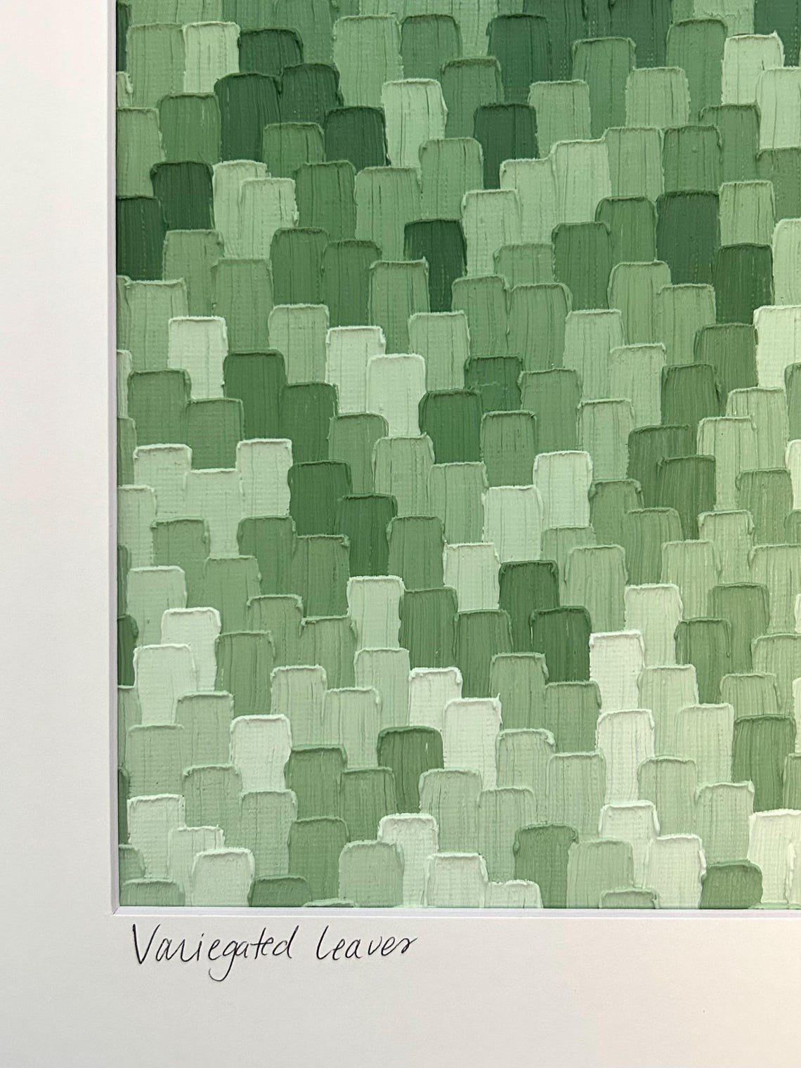Variegated Leaves - Original Bright Green, Monochromatic, Abstract Oil ...