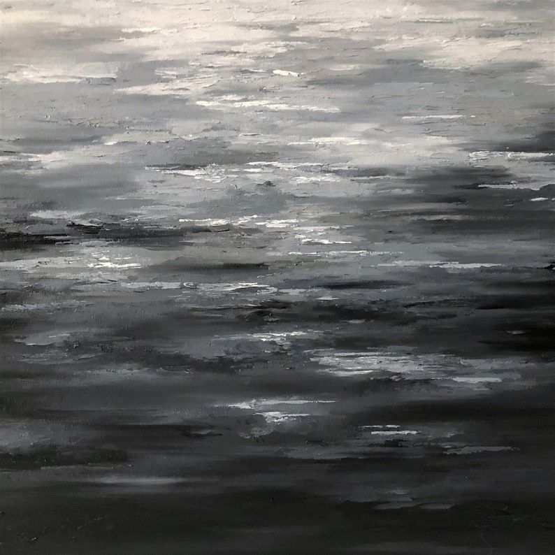 Faint Reflections of Light - Original Impressionist Water Reflections Oil Painting de Meredith B ...