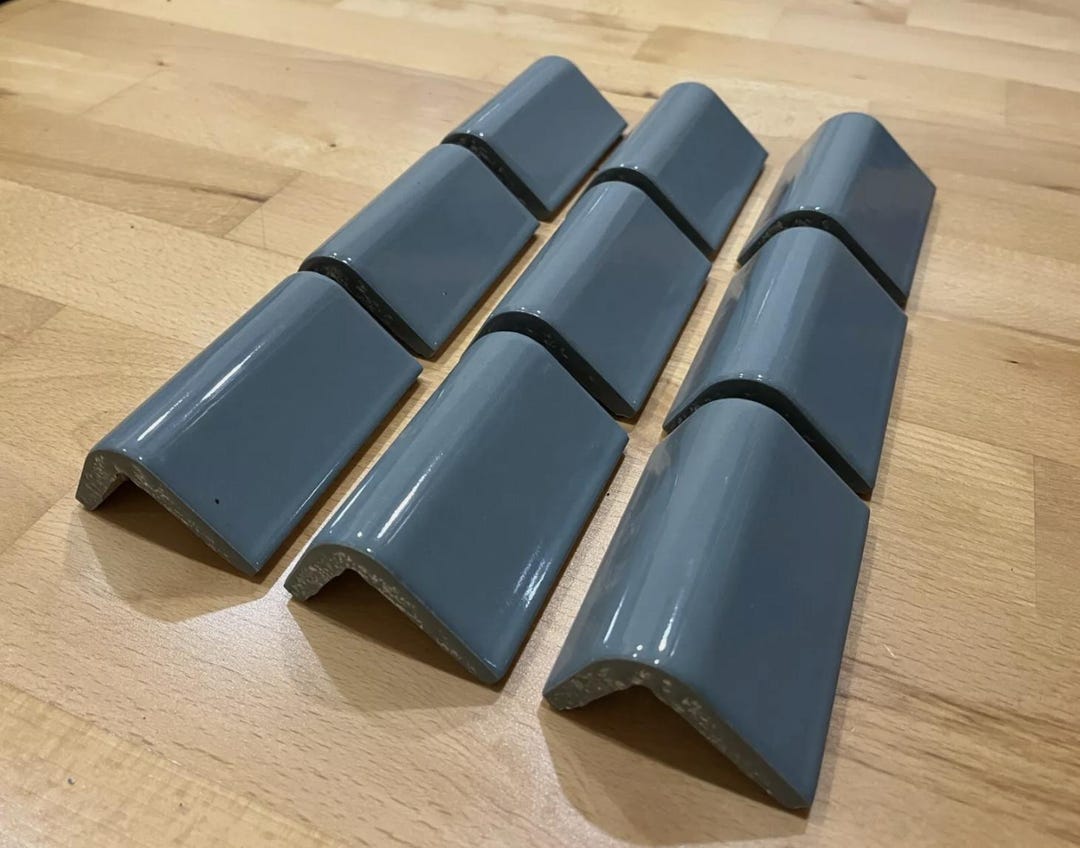 9 Glossy Teal Ceramic Radius/mudd Cap Bullnose Right Angle Trim/ V- Cap ...