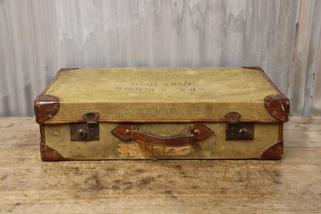 Old Vintage Antique Military 1952 Suitcase. Trunk Luggage Display. 1 - Etsy