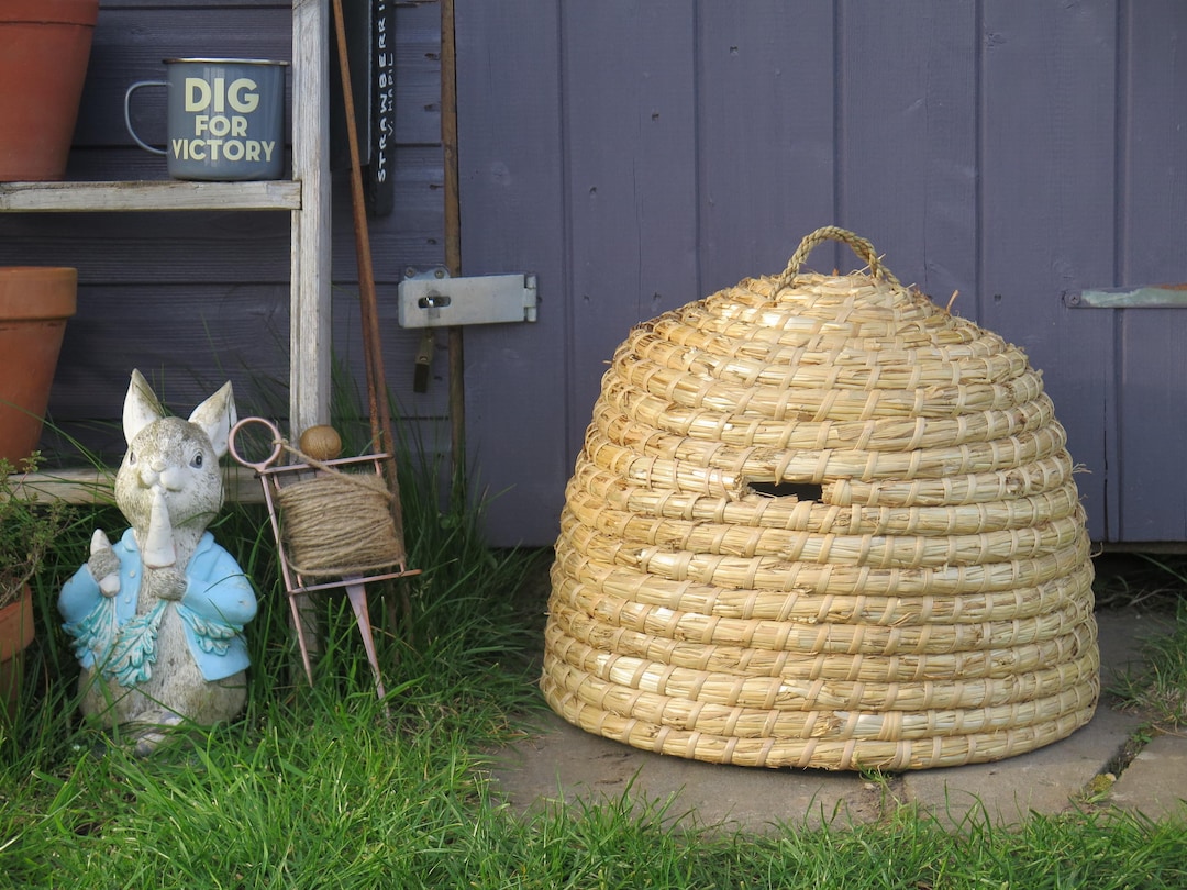 Traditional Hand Woven Straw Bee Skep Hive. Shop Display. Beekeeping ...