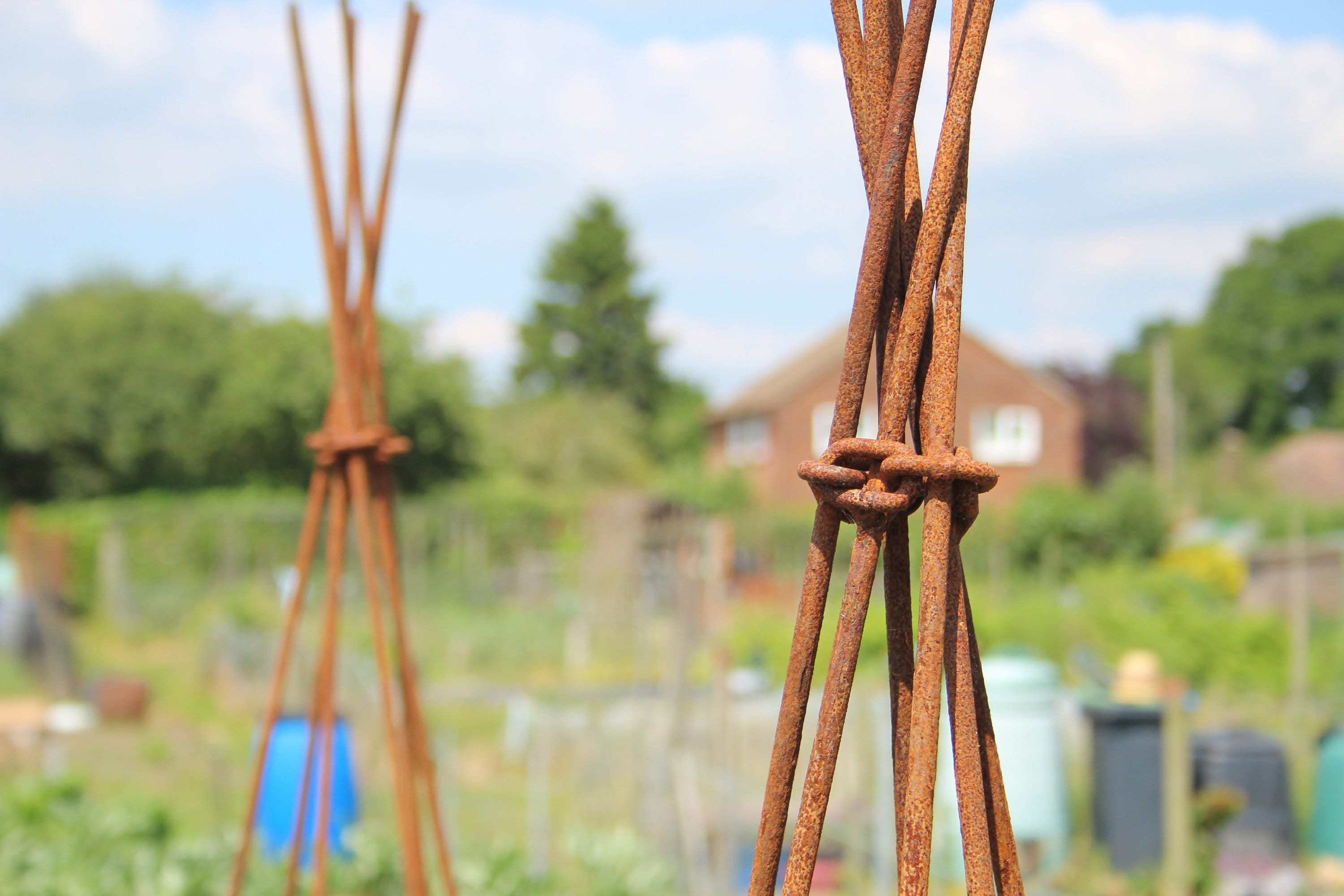 2.3m Tall Folding Metal Wigwam Bean Poles Garden Plant Support Obelisk ...