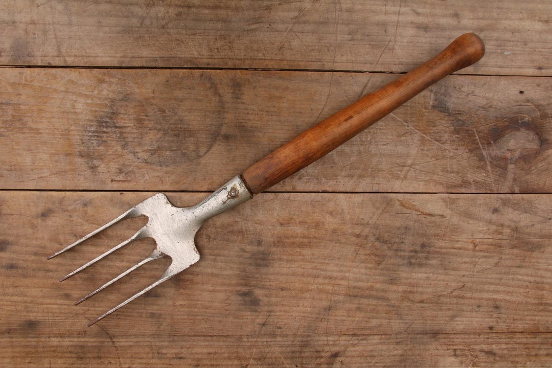 Vintage Old Long Handled Hand Fork. Garden Tool. Potting Shed Decor. 10 ...
