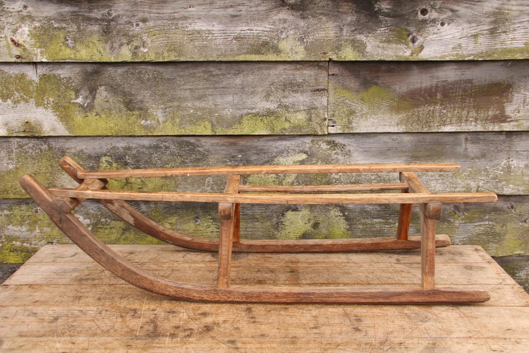 Old Vintage Traditional Rustic Wooden Sleigh Sledge. Christmas Winter ...