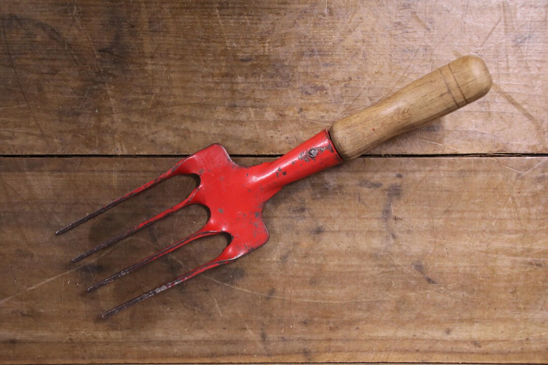 Vintage Old Red Hand Fork. Garden Tool. Potting Shed Decor. 10 - Etsy