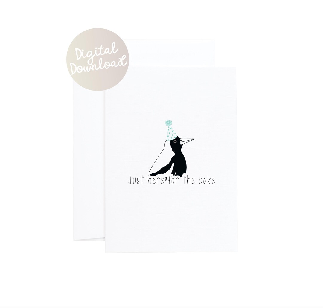 Magpie Party Cake Illustration Printable Card, Printable Download ...