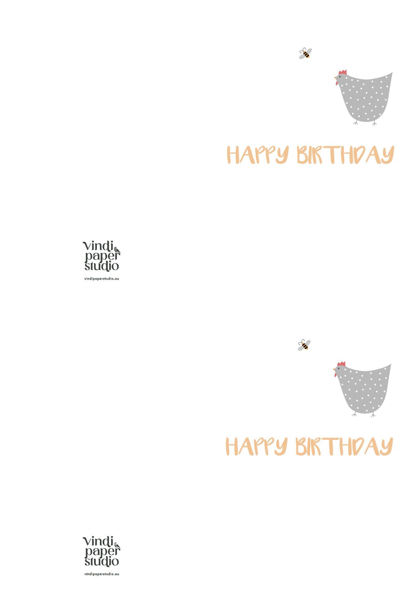 Printable Chicken Card Happy Birthday Chicken Card, Happy Birthday ...