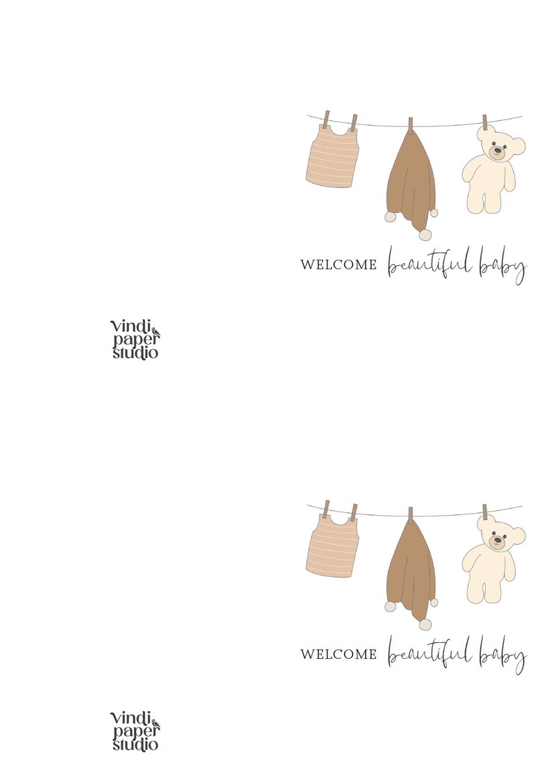 Welcome Beautiful Baby Printable Card, Cute Baby Greeting Card ...
