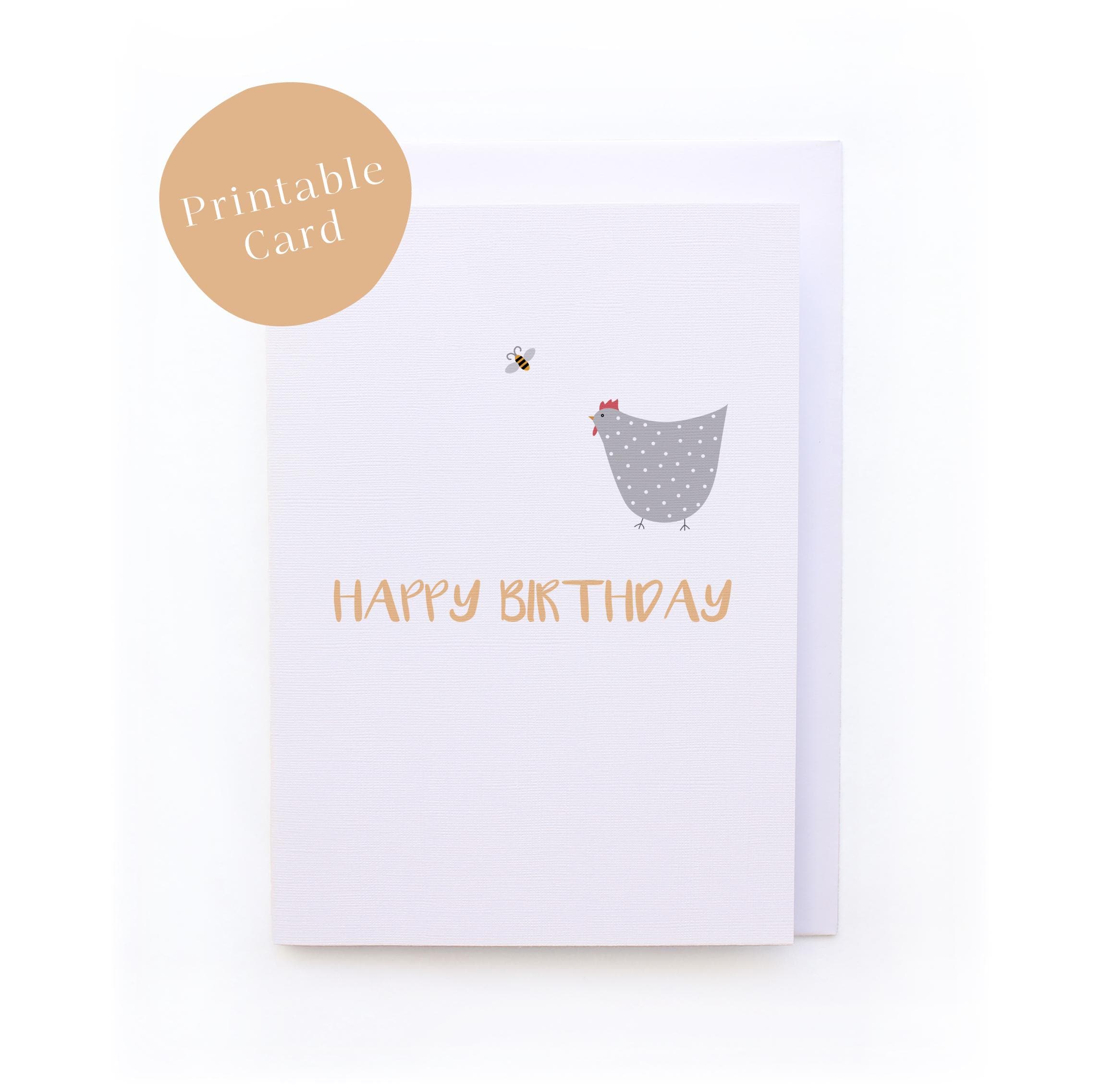 Printable Chicken Card, Happy Birthday Chicken Card, Celebration ...
