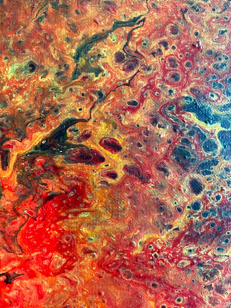 Red Fire Pour Painting - Etsy
