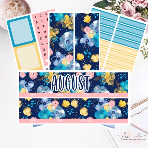 August Monthly Kit Happy Planner August Stickers August - Etsy