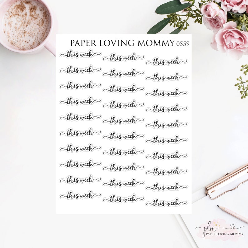 THIS WEEK Stickers Foiled Script Planner Stickers 1259 - Etsy