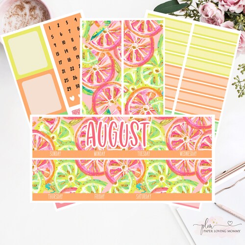 August Monthly Kit August Monthly Stickers August Planner | Etsy