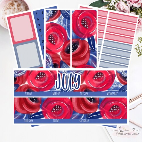 JULY Monthly Sticker Kit 7x9 Erin Condren Planner Stickers - Etsy