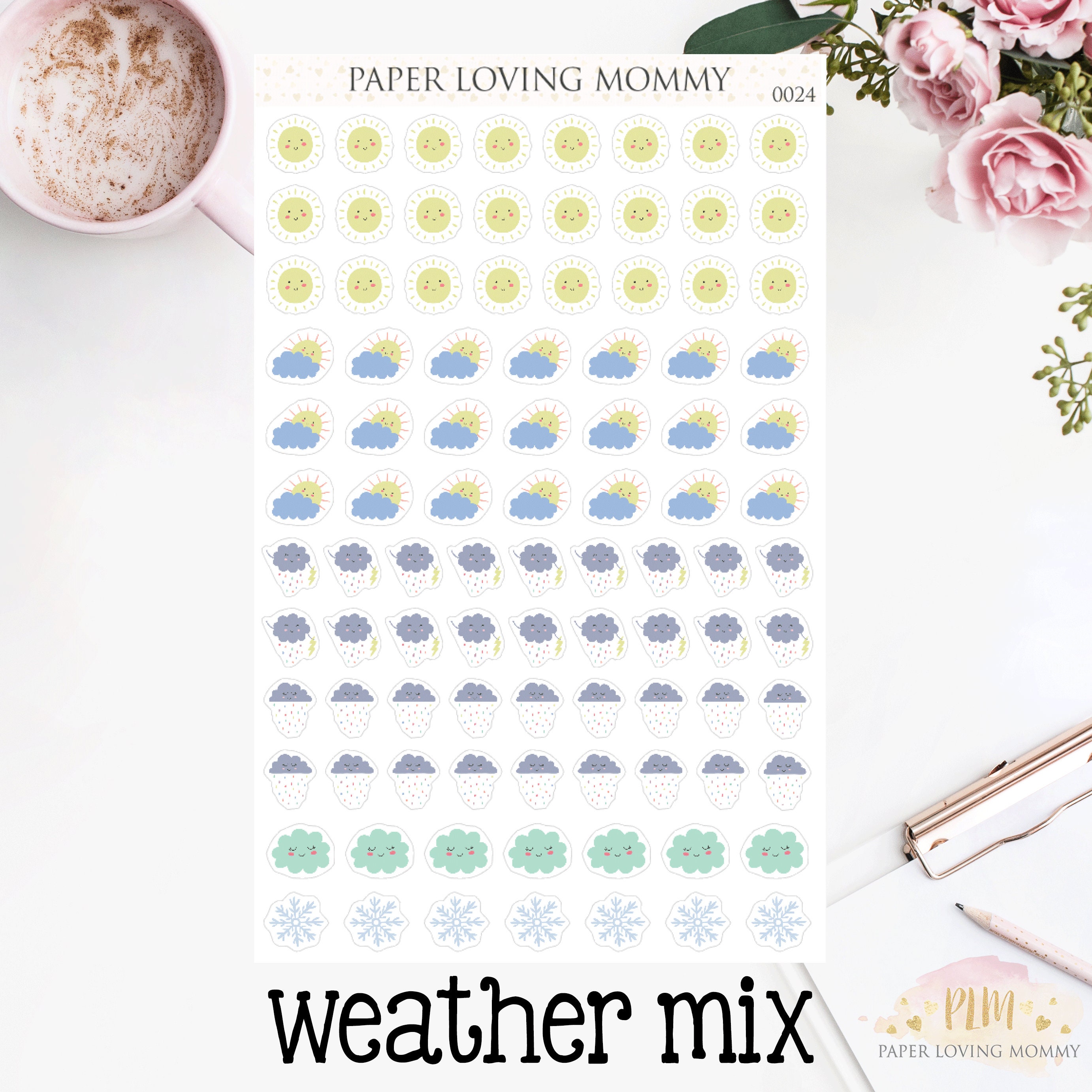 Weather Stickers Weather Planner Stickers Kawaii Weather | Etsy