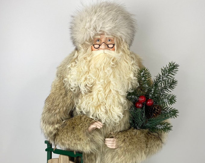 New!! Huge, Life Size, Santa Claus, Christmas Decoration, Vintage Fur ...
