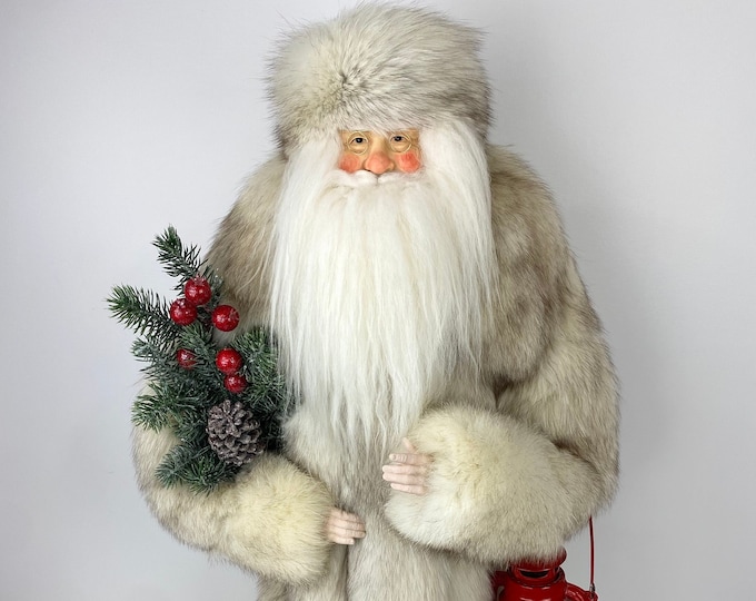 Huge, Luxury Christmas Decoration, Life Size Santa, Fox Fur Coat, OOAK ...