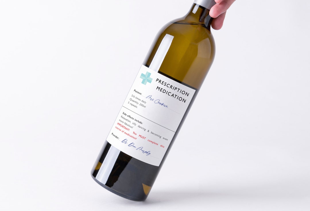 Personalised Prescription Wine Label Teacher Wine Labels Teacher Gift ...