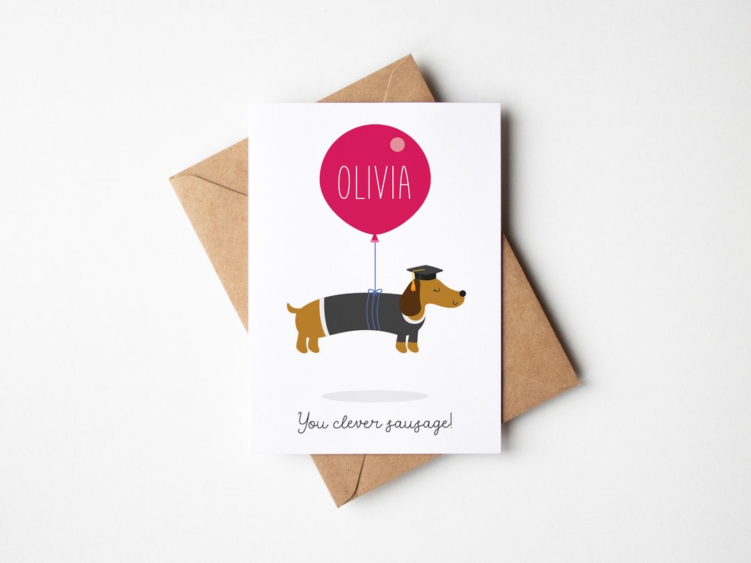 Personalised Graduation Card Sausage Dog Graduation Card Graduation ...
