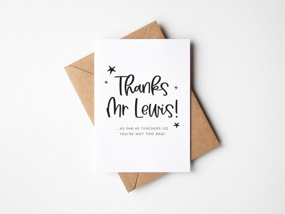 Funny Teacher Thank You Cards Personalised Teacher Thank You - Etsy ...