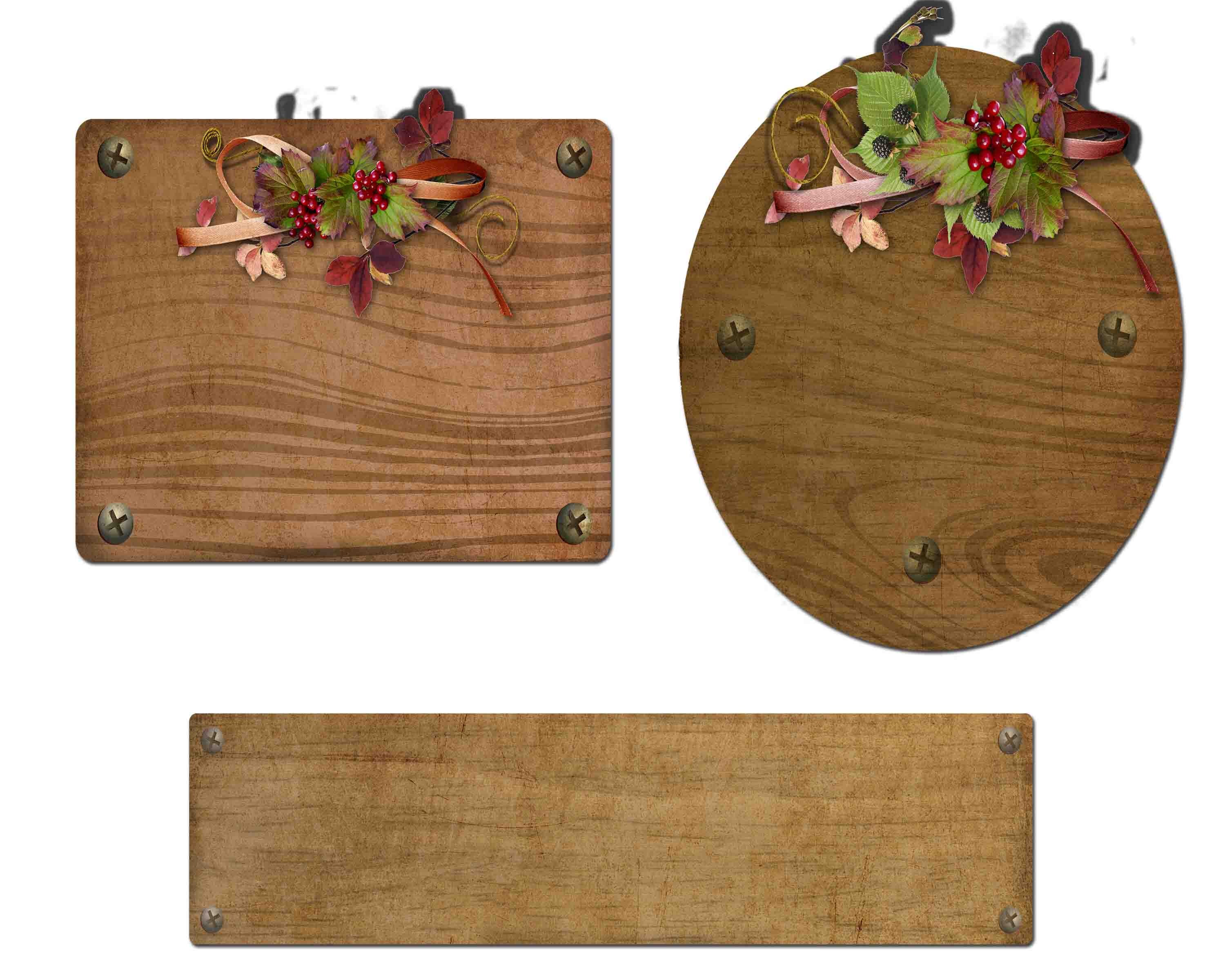 Floral Wood Label Clip Art: Rustic Wooden Labels (digital Download) - Etsy