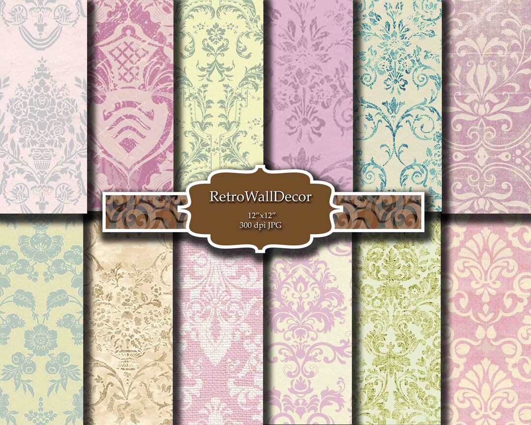 Damask Digital Paper, Damask Background, Damask Floral, Scrapbook Paper ...