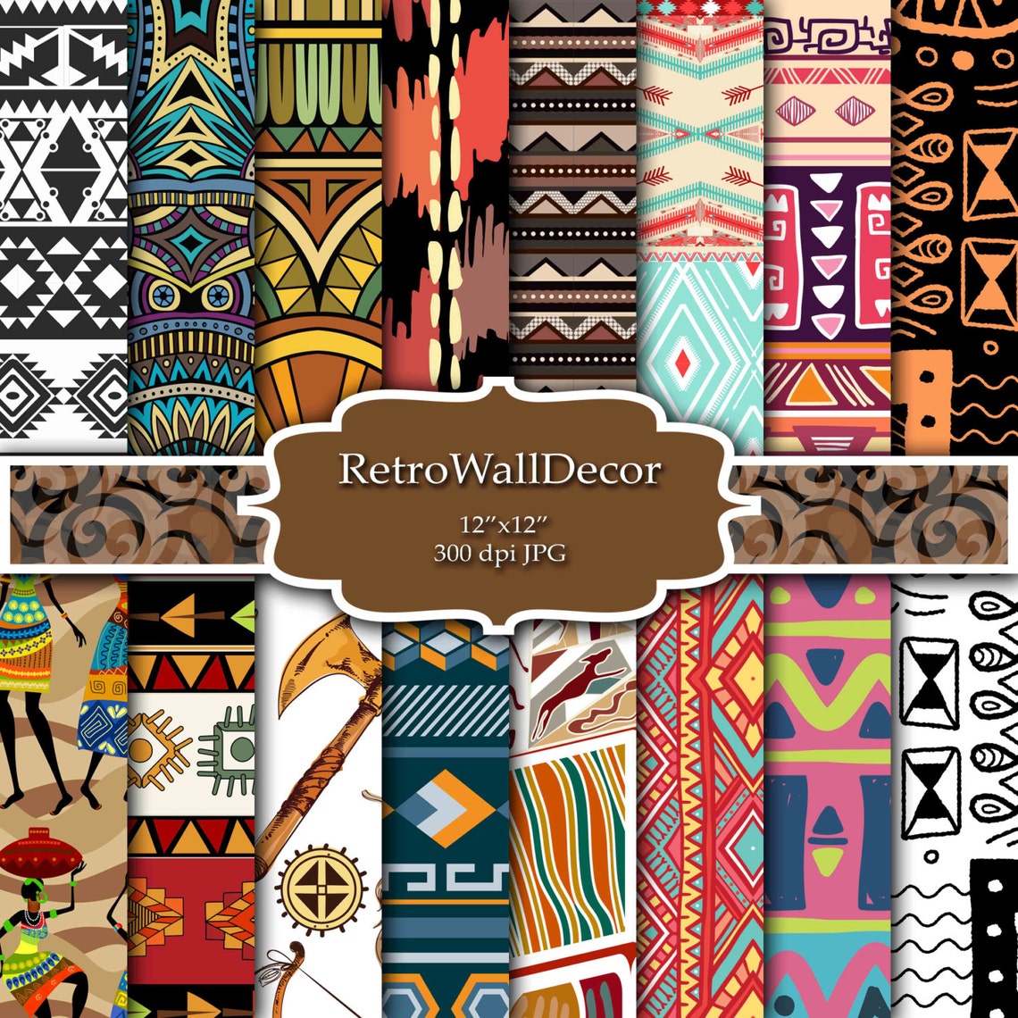 Tribal Digital Paper Tribal Scrapbook Paper Tribal Pattern - Etsy