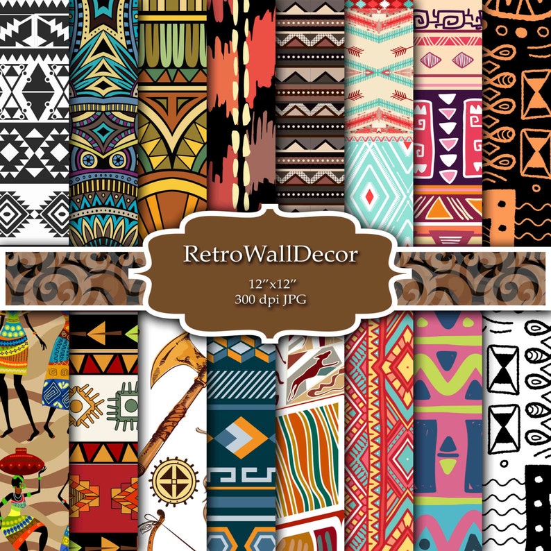 Tribal Digital Paper Tribal Scrapbook Paper Tribal Pattern - Etsy