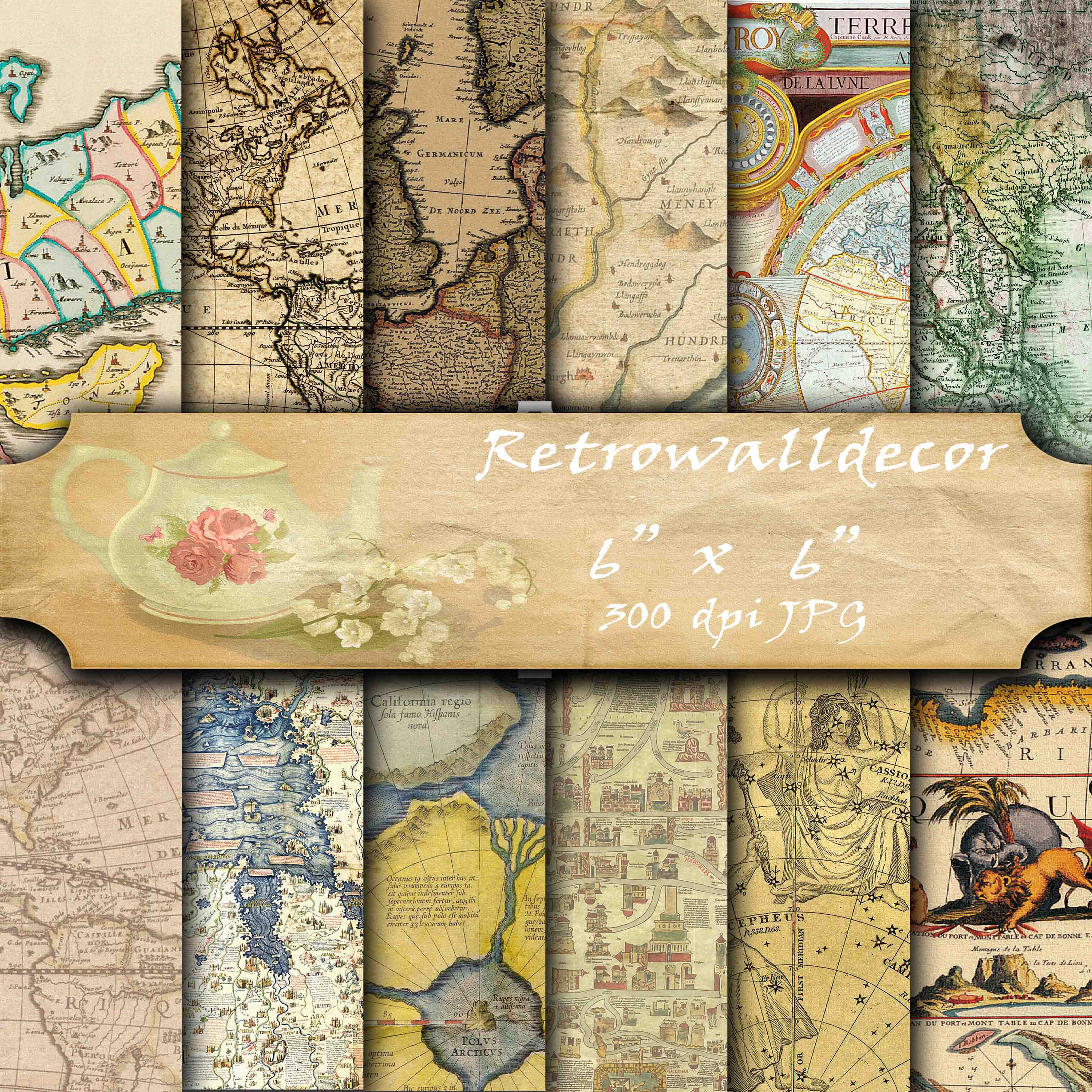 Vintage maps digital paper vintage and antique maps of | Etsy