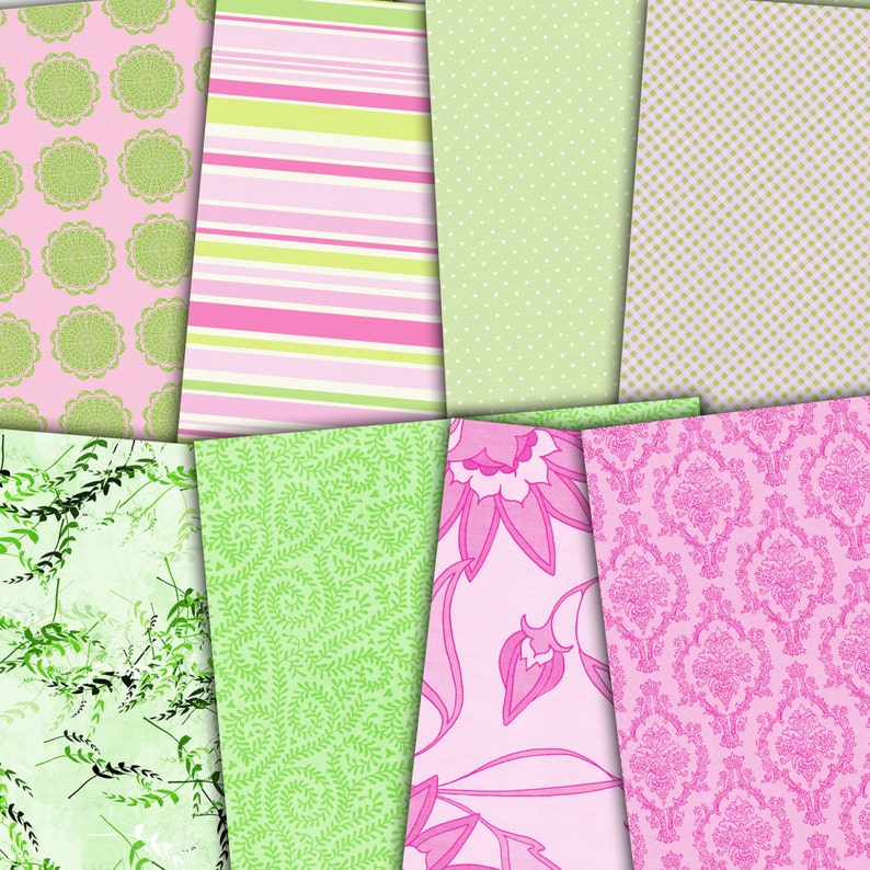 Mint and Pink Digital Paper Pink Mint Backgrounds Pink and - Etsy