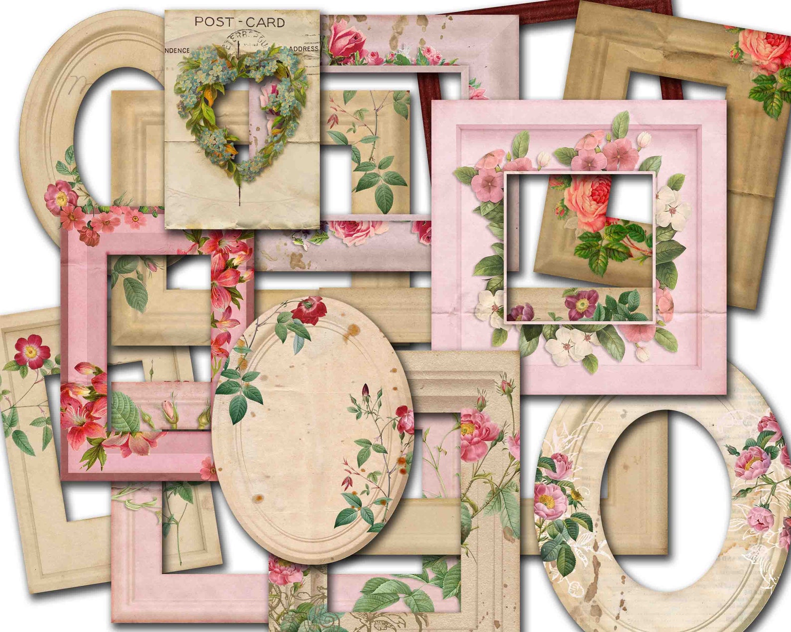 Digital Frame Vintage Floral Frames Frames Clip Art Vintage - Etsy