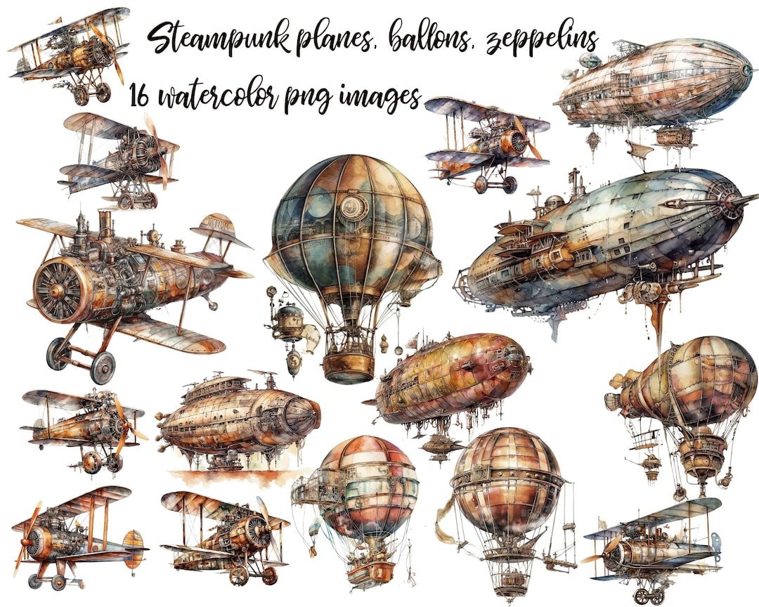 Steampunk Airplane, Watercolor Aircraft, Steampunk Aircraft, Aircraft ...