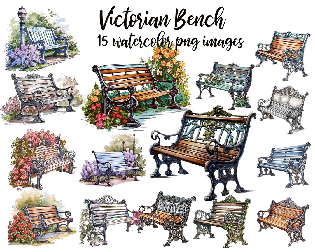 Bench Clipart, Bench Watercolor, Bench Scrapbook, Bench PNG, Bench ...