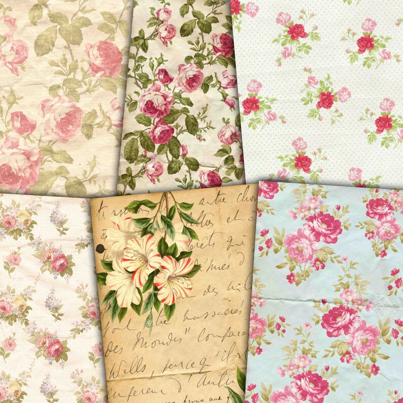 Papel digital floral Papel digital de flores Fondo floral - Etsy España