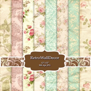 Floral Digital Paper, Flower Digital Paper, Floral Background, Rose ...