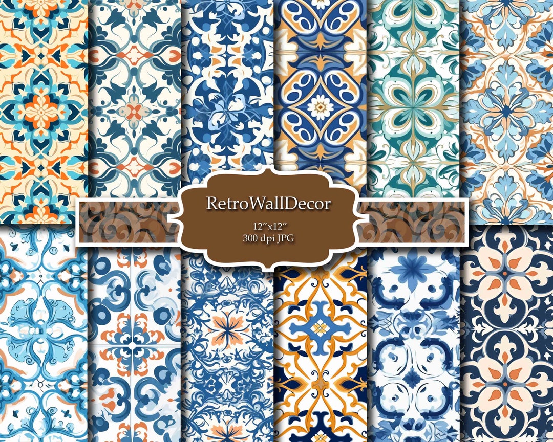 Tile Digital Paper, Tile Background, Distressed Tile Texture, Rustic ...