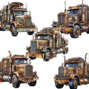 Steampunk Semi Truck, Semi Truck Clipart, Steampunk Watercolor, Semi ...