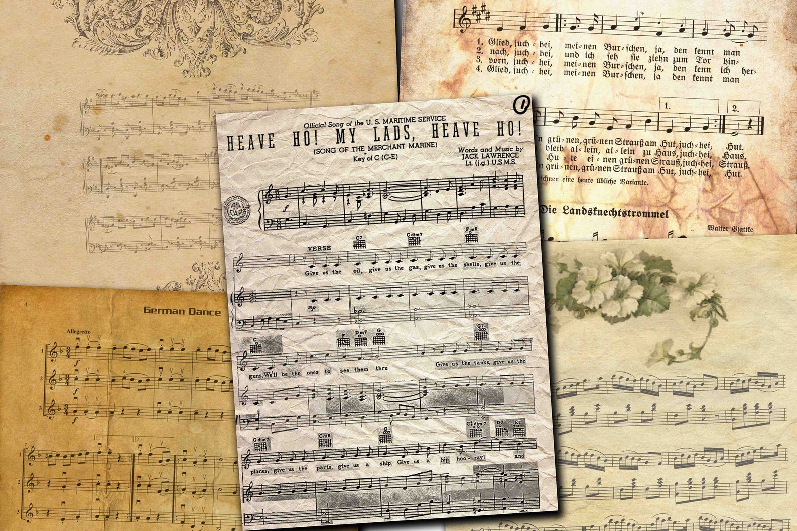 Music Digital Paper Music Sheets Paper Old Music Sheet | Etsy