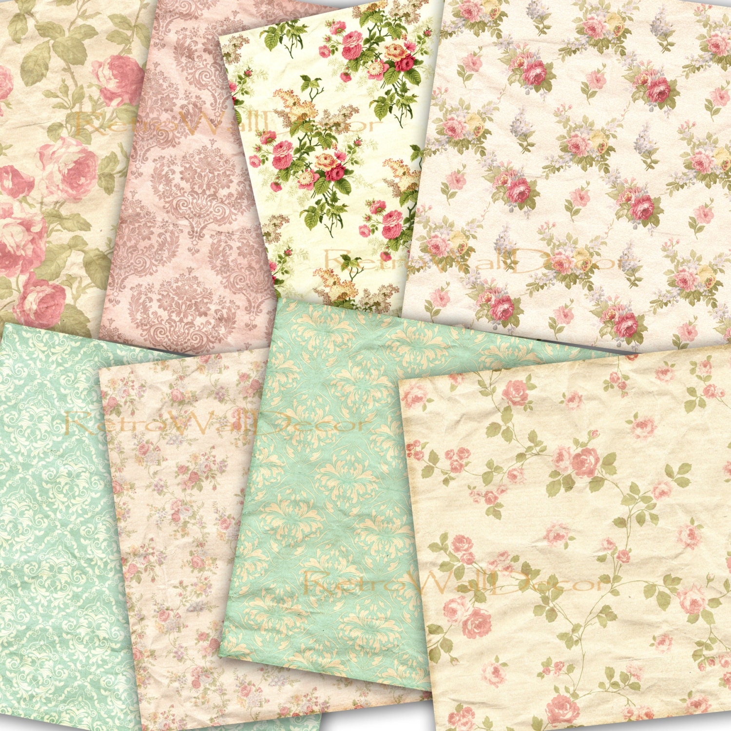 Floral Digital Paper Flower Digital Paper Floral Background - Etsy