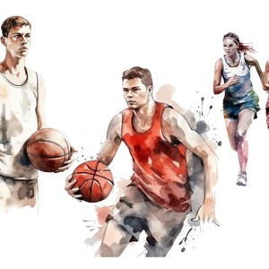 Basketball Clipart, Basketball Watercolor, Basketball Set Clipart ...