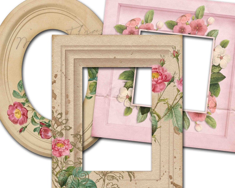 Digital Frame Vintage Floral Frames Frames Clip Art Vintage - Etsy