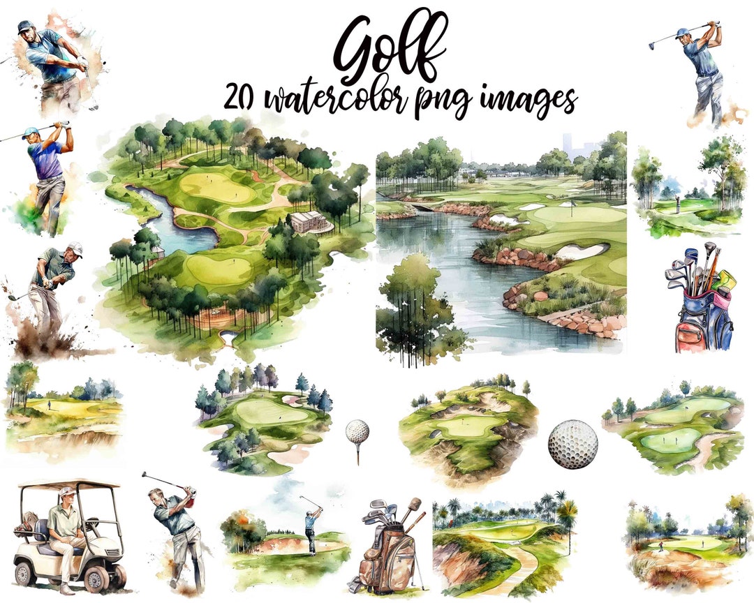 Golf Clipart, Golf Watercolor, Golf Set Clipart, Sport Clipart, Golf ...