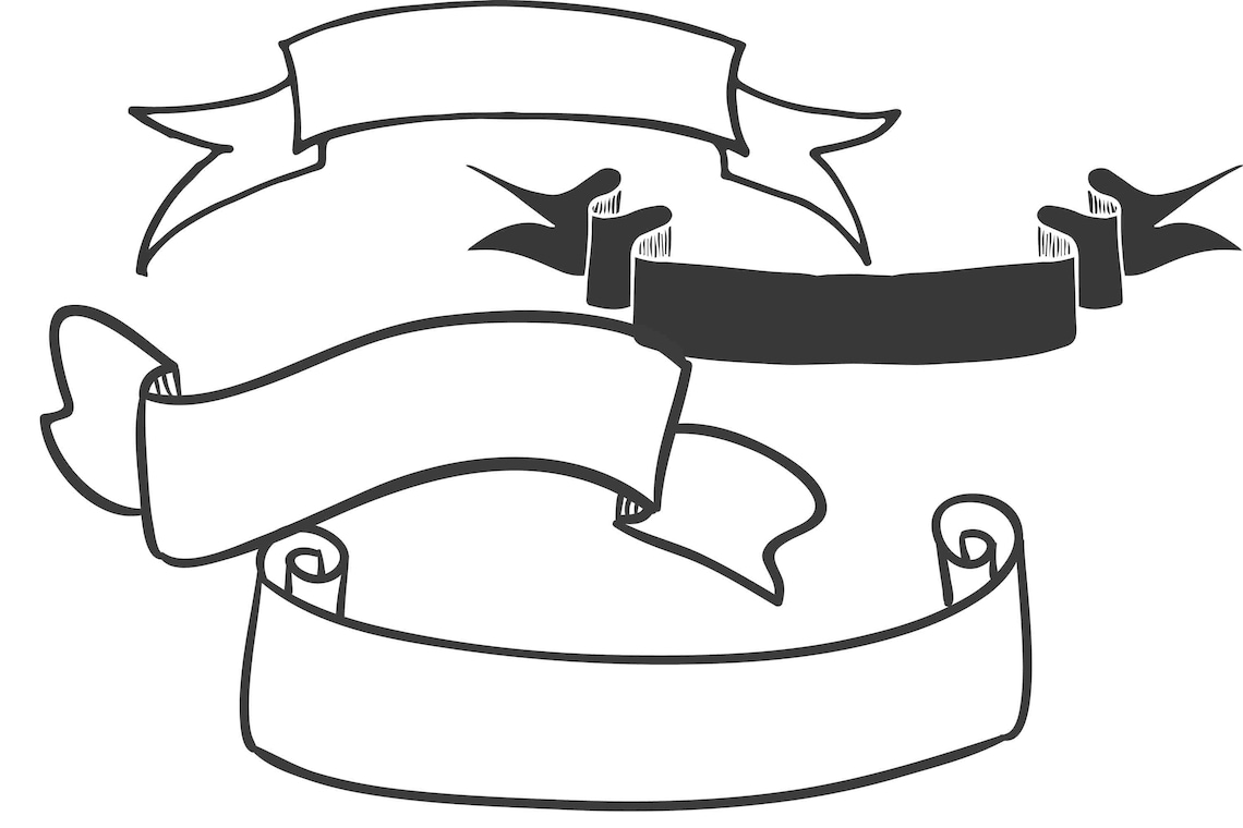 Hand Drawn Ribbon Banner Clipart, Digital Banners (SVG DXF PNG Eps) - Etsy