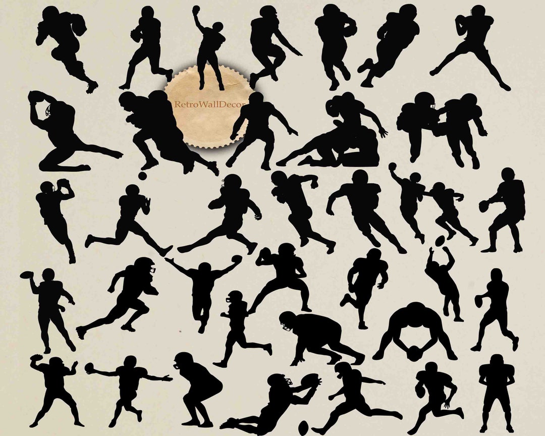 Football Player Silhouette Clip Art, Sports (svg, Png, Eps, Dxf) (36 ...