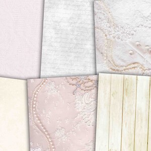 White Wedding Paper, White Digital Paper, White Lace, White Pearls ...